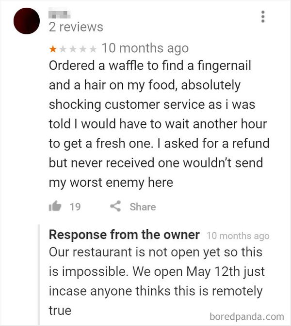 Examples of bad reviews (and some epic negative review responses) Examples of bad reviews (and some epic negative review responses)